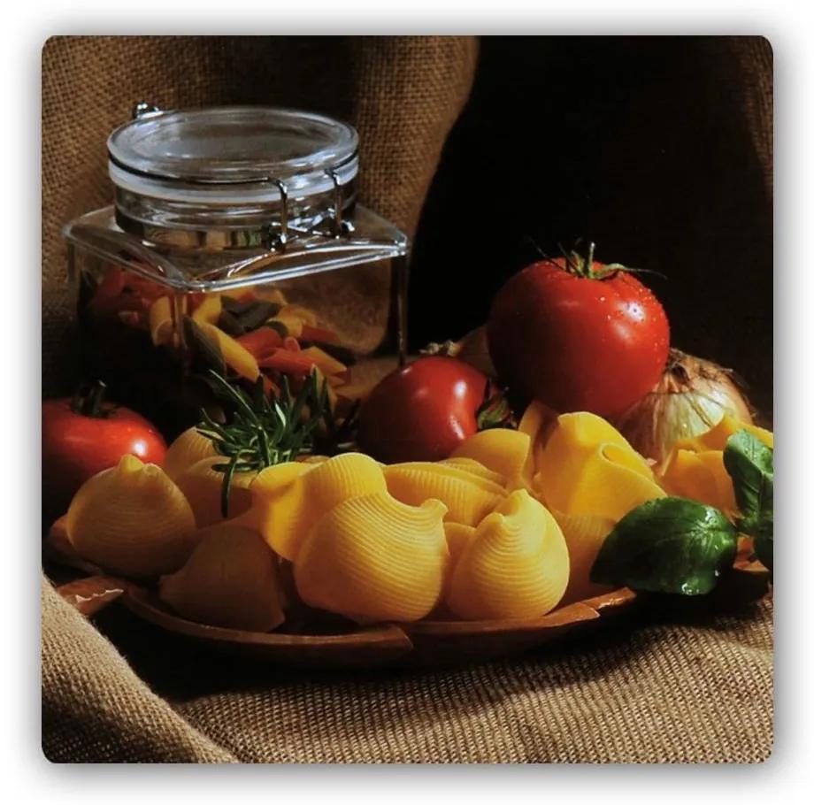 CARO Kovový obraz - Pasta And Tomatoes 40x40 cm