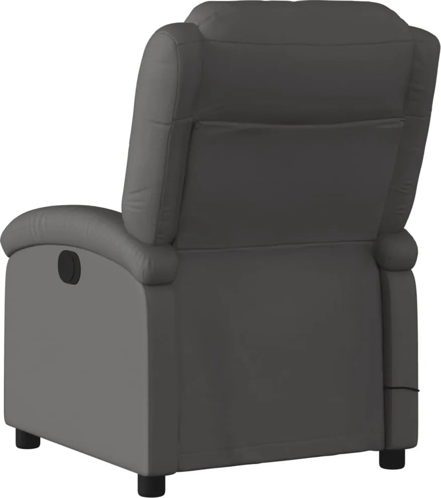 Masážní křeslo s polohovacím mechanismem, šedé, pravá kůže 3205927