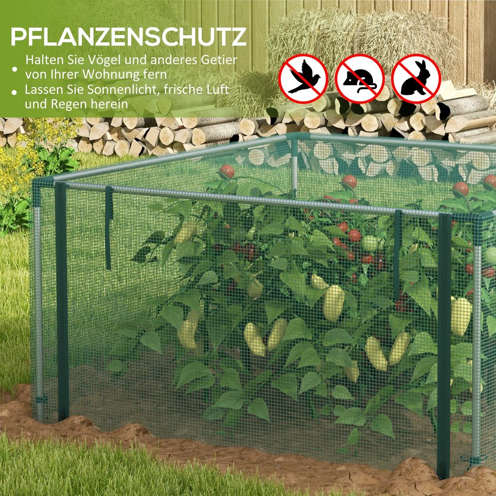 Outsunny Zahradní síť 1,25 x 1,25 m, Stan na ochranu rostlin se zipem, Ochranná síť proti hmyzu, Zelená síť na zeleninu odolná vůči větru, Ochranná s…