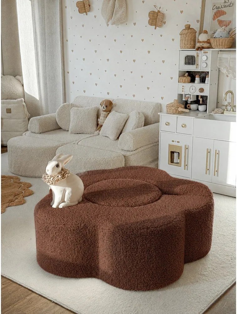 Hnědé pěnové hřiště 3 ks z materiálu bouclé výška 27 cm 88x90 cm – Meowbaby