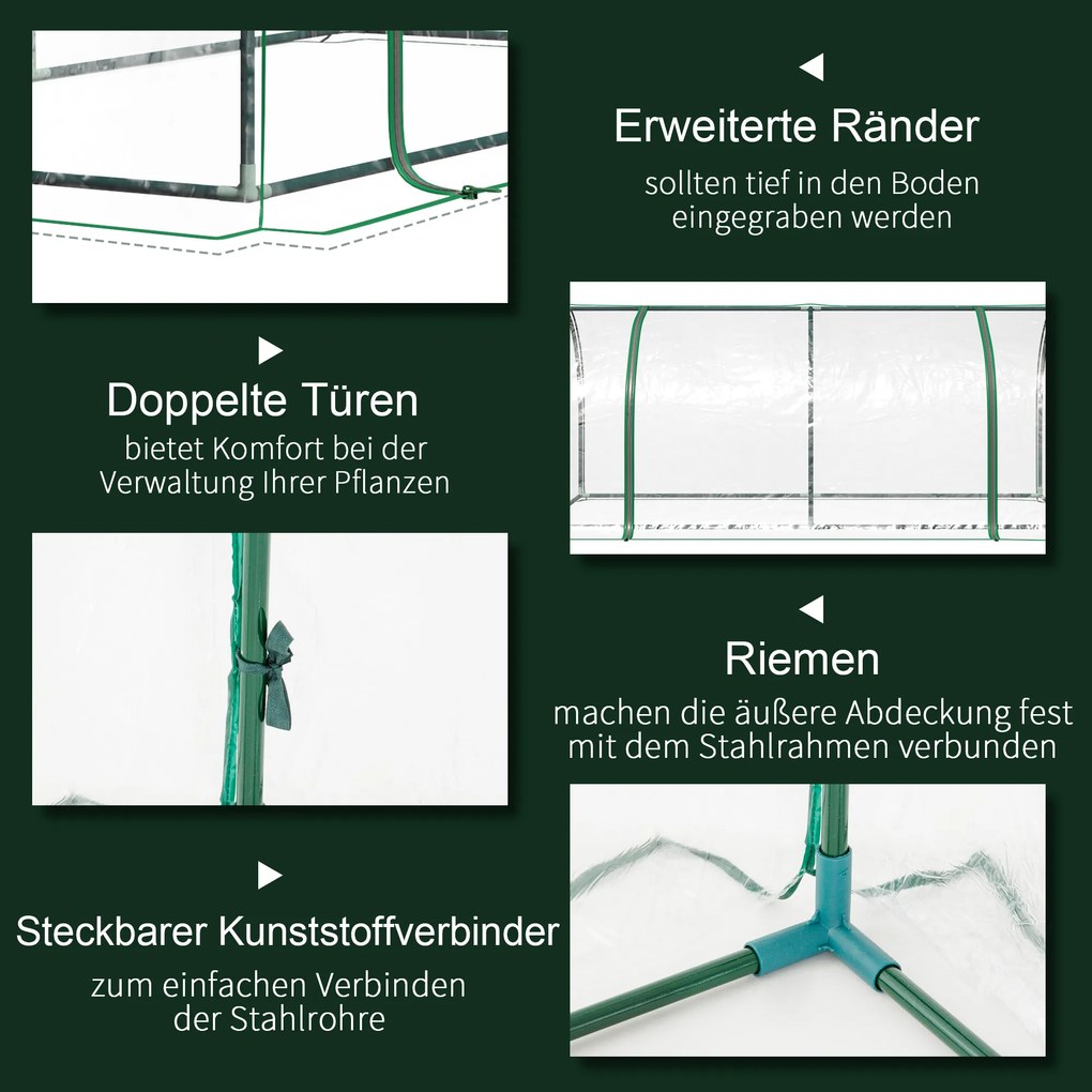 Outsunny Skleník Skleník s dveřmi 200x100x80cm, chladicí rám z oceli a PVC pro pěstování rostlin a zahradu | Aosom.de