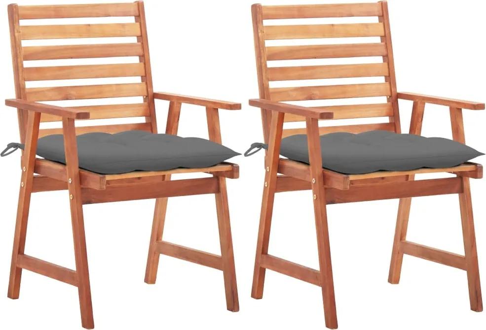 vidaXL Zahradní jídelní židle 2 ks s poduškami masivní akáciové dřevo [3064338] Barva: antracitová