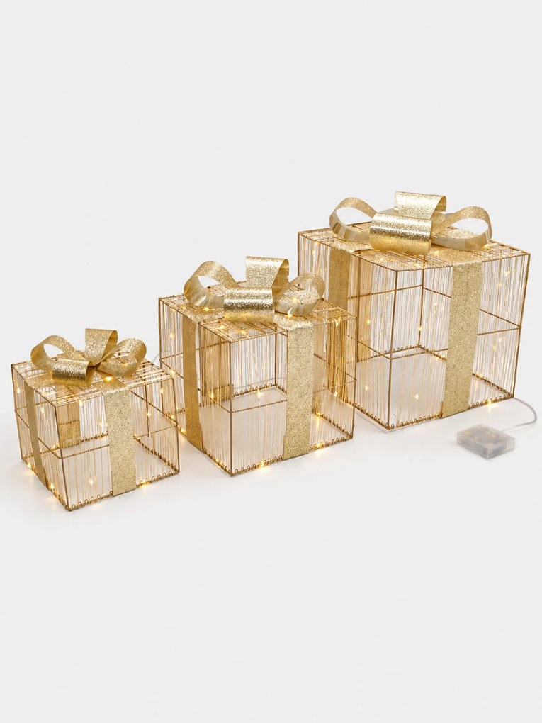 Sinsay - LED dekorace ve tvaru dárků 3 pack - zlatá