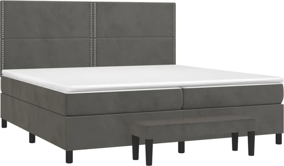 Box spring postel s matrací tmavě šedá 200x200 cm samet 3137804