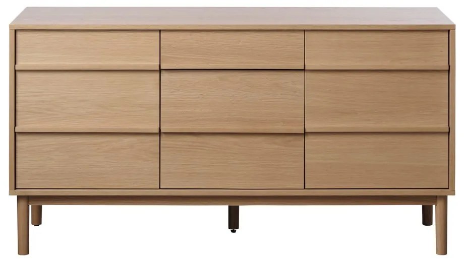 Nízká komoda v dekoru dubu v přírodní barvě 75x140 cm Ponza – Unique Furniture