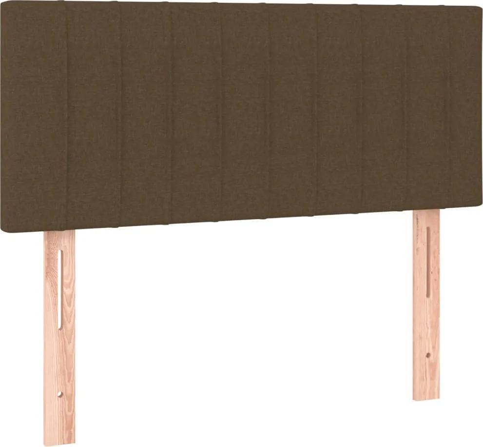 vidaXL Box spring postel s matrací a LED 90x200 cm textil [3133288] Barva: tmavě hnědá