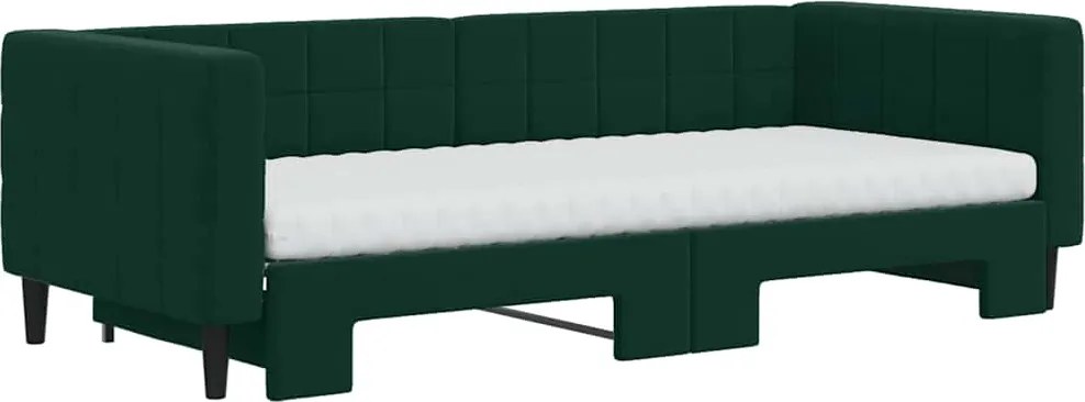 Válenda s přistýlkou a matracemi tmavě zelená 90 x 200 cm samet 3196717