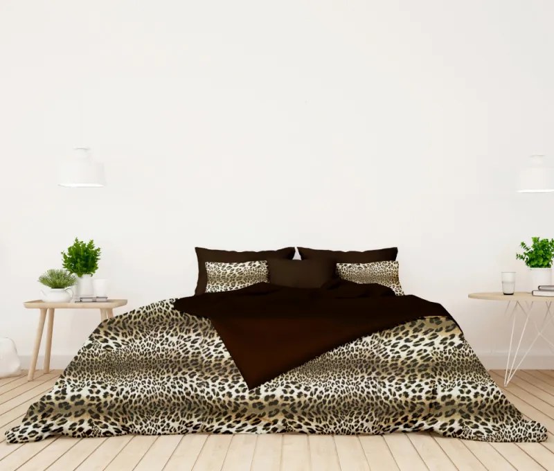 Ervi bavlněné povlečení oboustranné - Leopard/hnědé