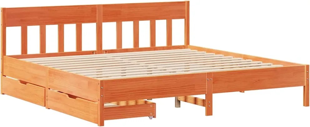 Postel bez matrace voskově hnědá 200 x 200 cm masivní borovice 3301856