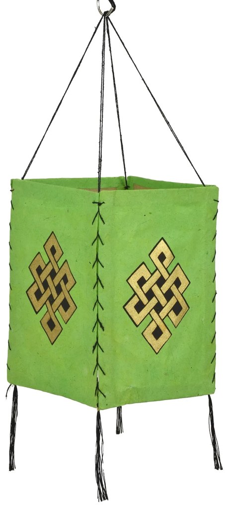 Sanu Babu Stínidlo, čtyřboké, zelené, zlatý tisk, nekonečný uzel, 18x25cm