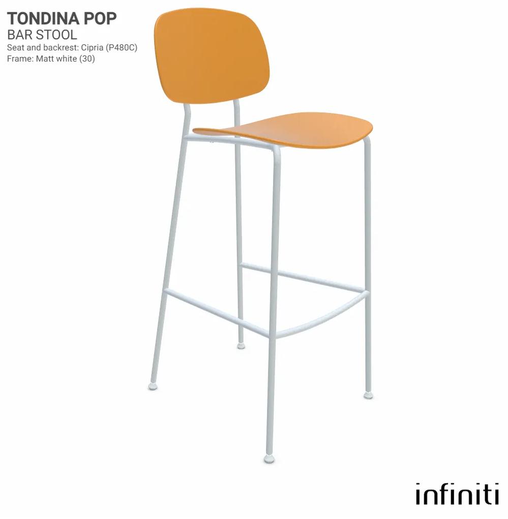 Barová židle Tondina Pop Barva kovové konstrukce: Matt white 30, Barva sedáku a opěradla z recyklovaného plastu: Peach IR1034