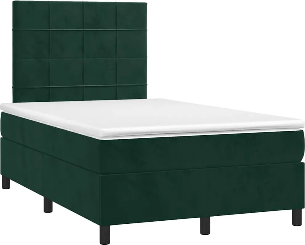 Box spring postel s matrací tmavě zelená 120x190 cm samet 3269992