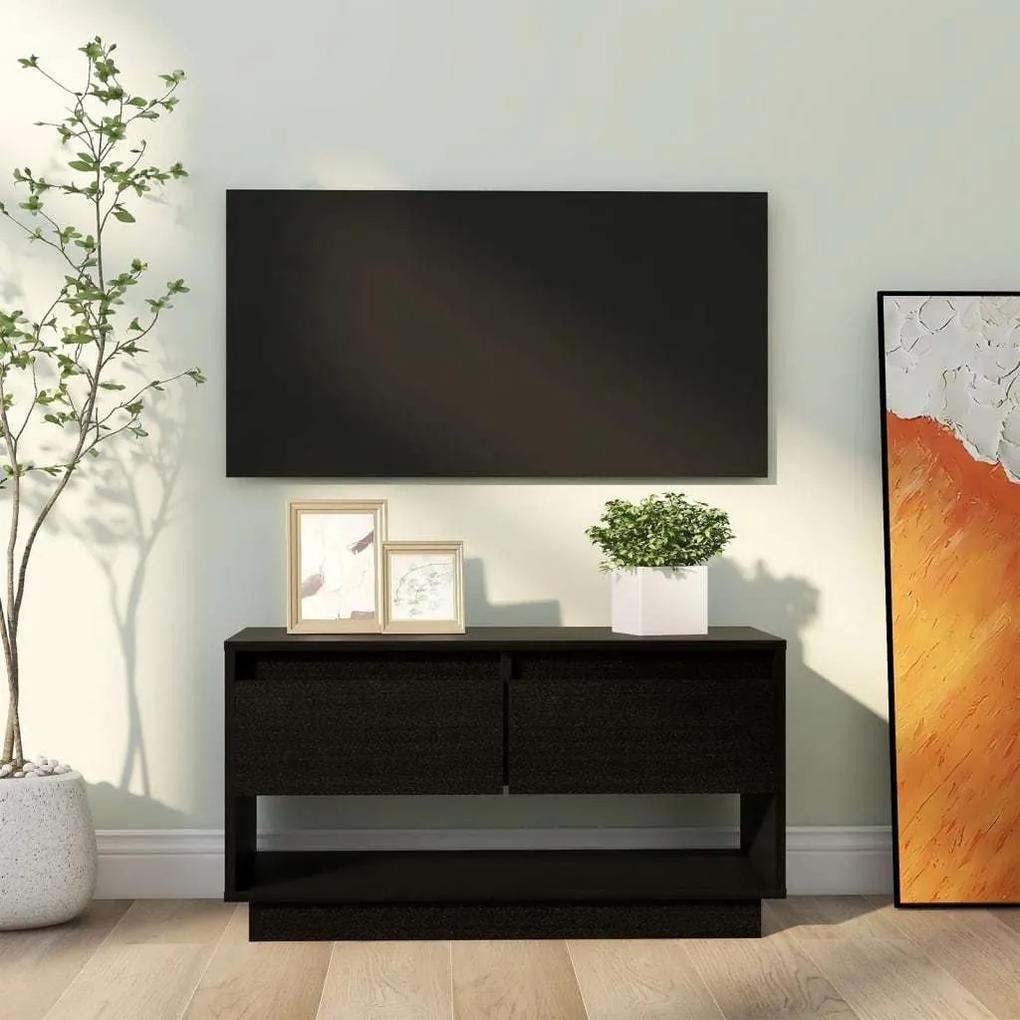vidaXL TV skříňka 74 x 34 x 40 cm masivní borové dřevo [813843] Barva: Černá