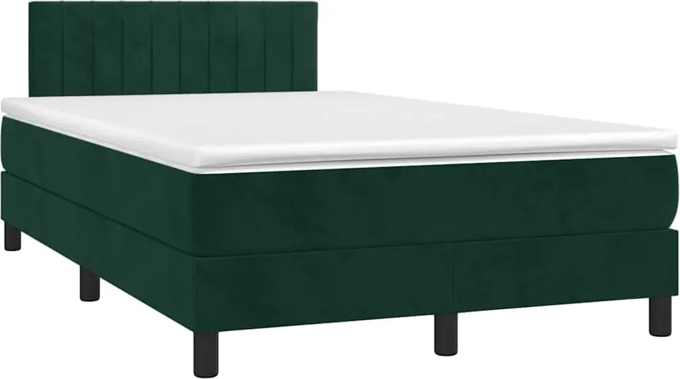 Box spring postel s matrací a LED tmavě zelená 120x190 cm samet 3270168