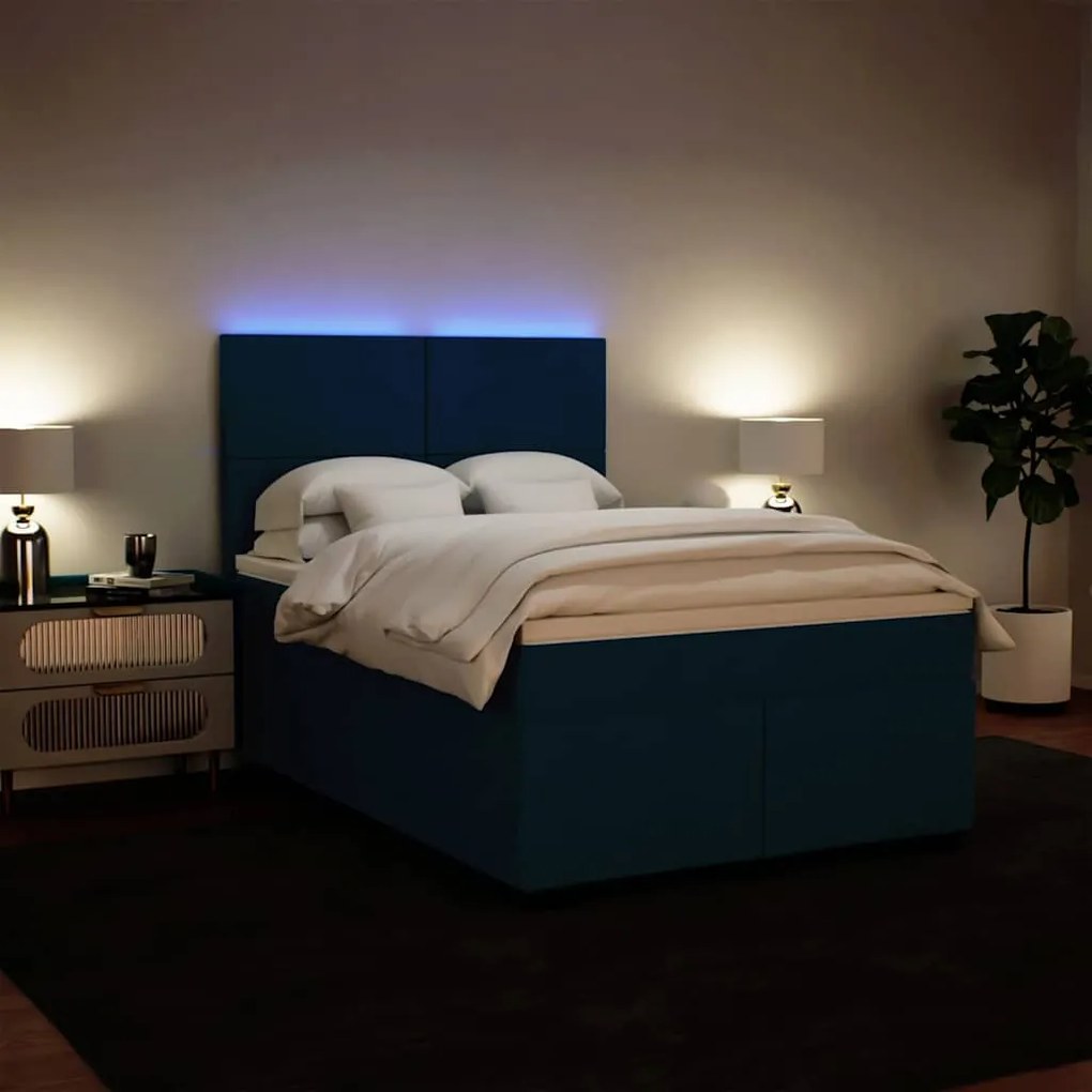 Box spring postel s matrací modrá 140 x 200 cm samet 3293228