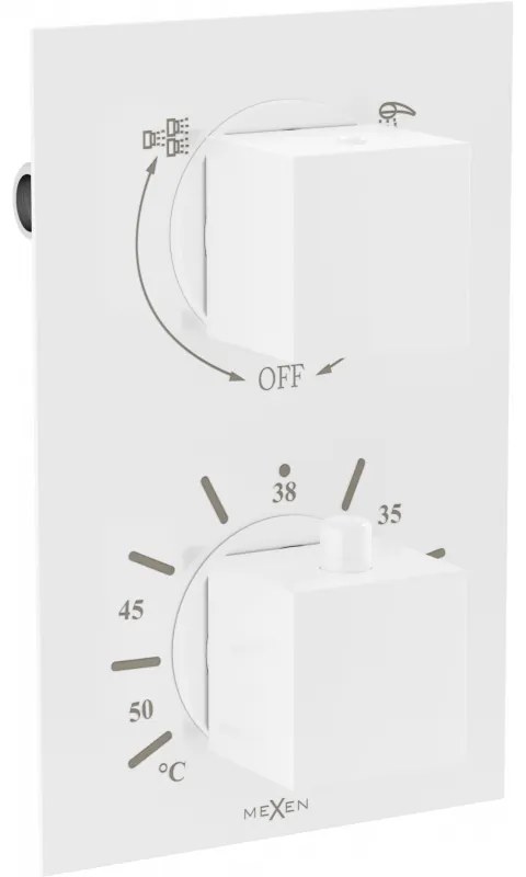 Mexen Cube termostatická baterie vanovo-sprchová 2-výstupová, bílá - 77502-20