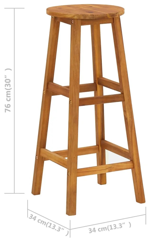Barové stoličky Hirsch - 4 ks | masivní akáciové dřevo