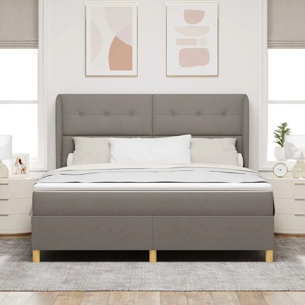 Postel s boxspringem s čelo Taupe 200 x 180 cm textil 3340771