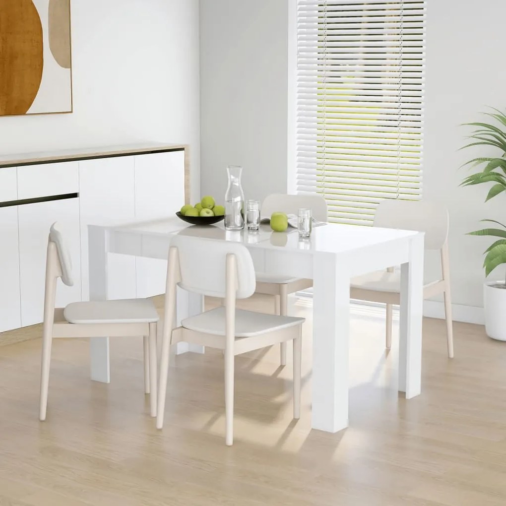 804208 vidaXL Jídelní stůl bílý s vysokým leskem 140x74,5x76 cm dřevotříska