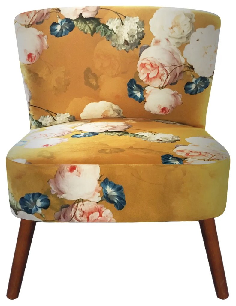Křeslo s textilním sedákem a květinovým potiskem Dieudonne - 51*61*77 cm