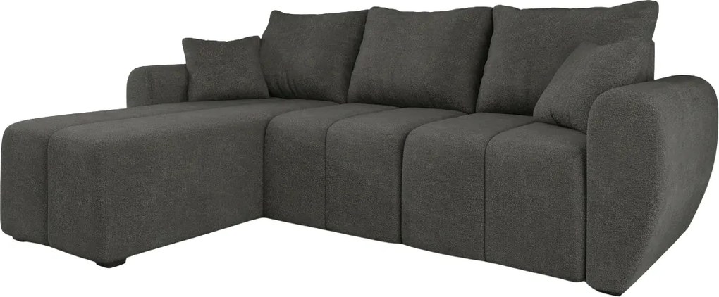 Rozkládací oboustranná sedací souprava do L SEVIO 246x145 cm, tmavě šedá + 2 polštářky ZDARMA