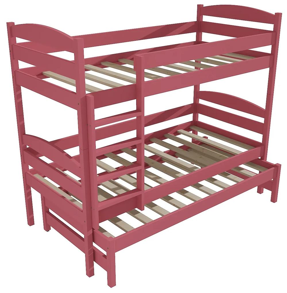 Vomaks Patrová postel s výsuvnou přistýlkou PPV 009 Rozměr: 90 x 180 cm, Barva: bezbarvý lak, Prostor mezi lůžky: 80 cm