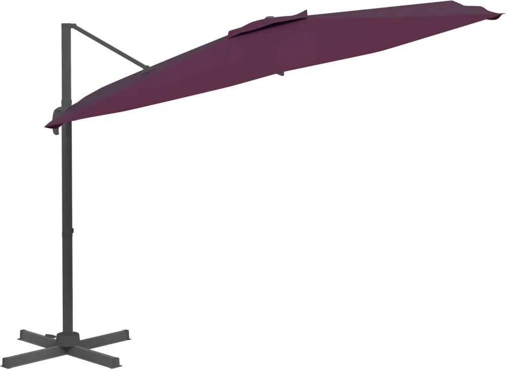 vidaXL Konzolový slunečník s LED bordó 400 x 300 cm [319933]