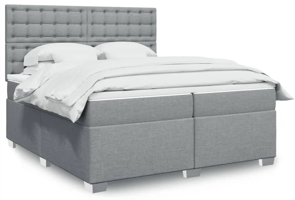 Box spring postel s matrací světle šedá 200 x 200 cm textil 3292909