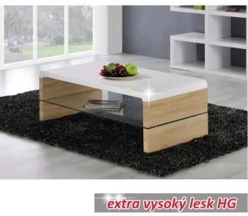 Konferenční stolek KONTEX 2 NEW dub sonoma/bílá extra vysoký lesk