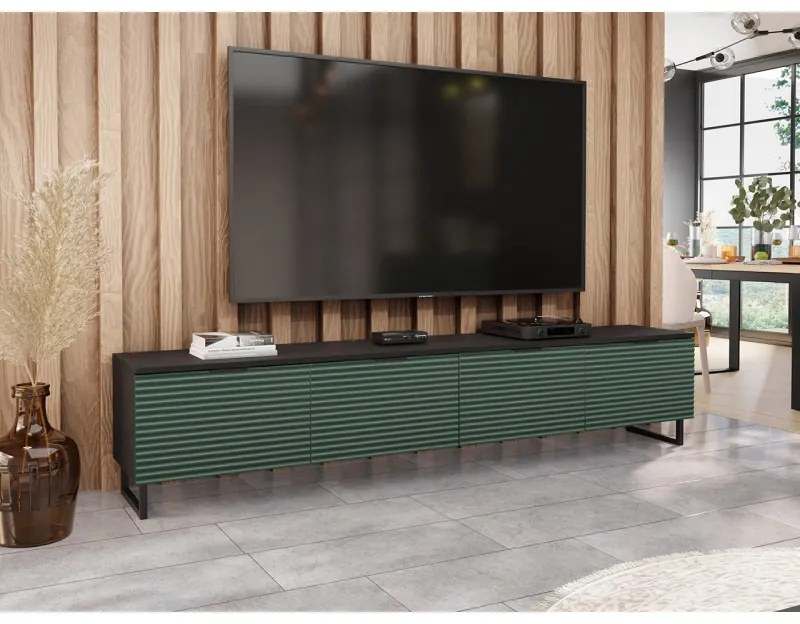 TV stolek/skříňka Kotoni 200, Barva: Černý grafit/Zelená