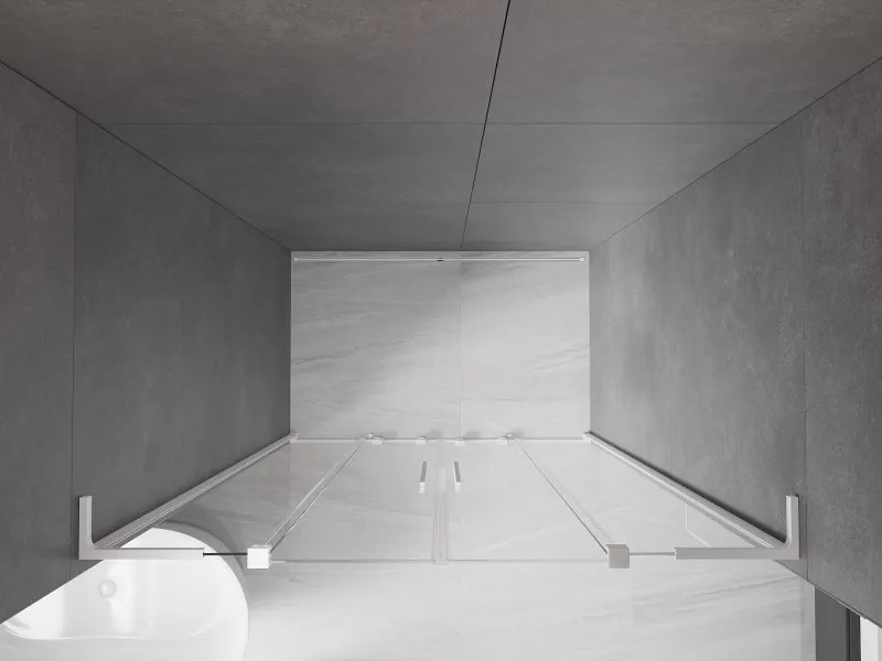 Mexen Velar L Duo, posuvné sprchové dveře do otvoru 150 cm, 8mm čiré sklo, bílá matná, 871-150-003-02-20