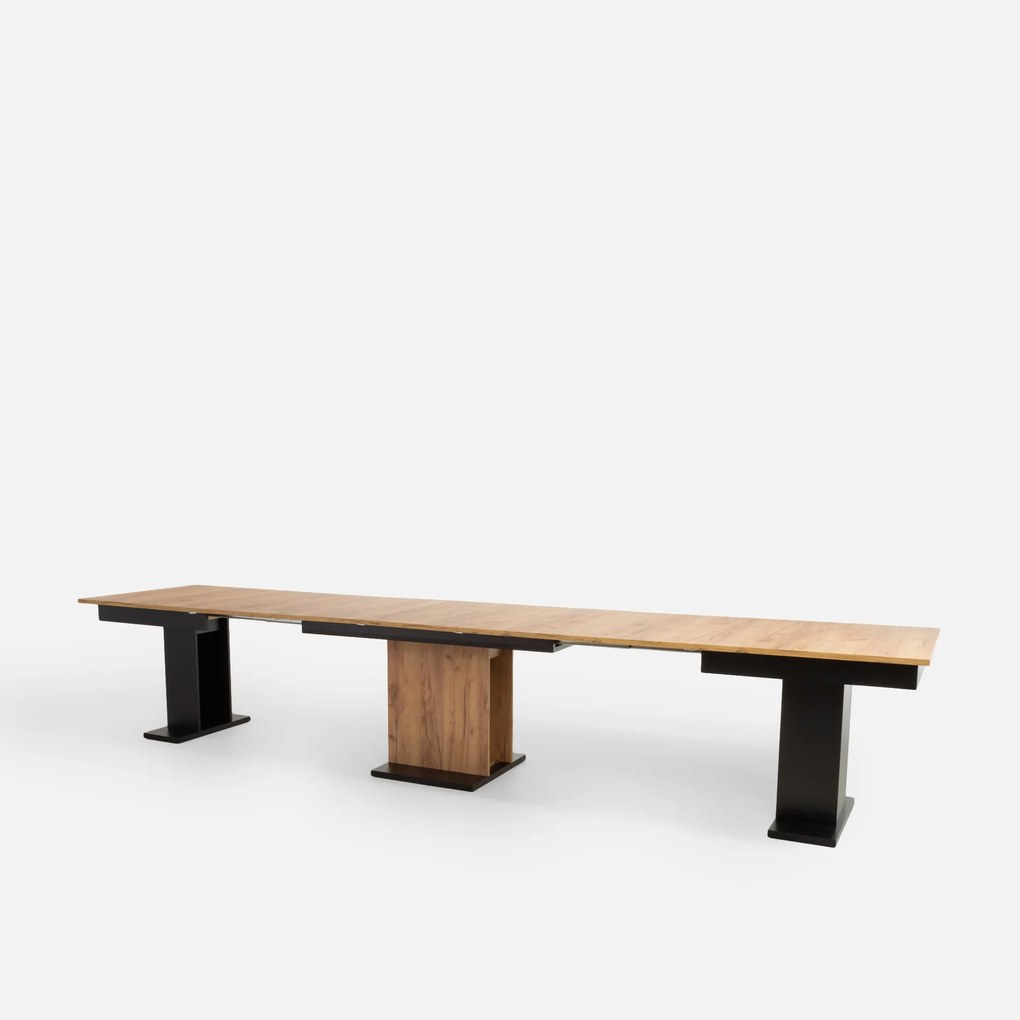 Jídelní rozkládací stůl Venetto 160/410 cm dub Craft zlatý/černý