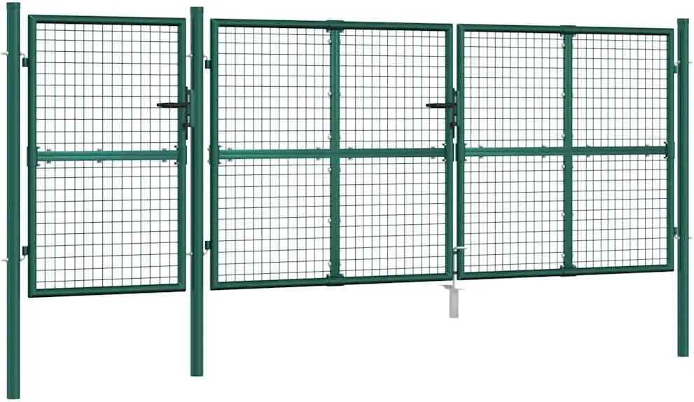 Pletivá zahradní branka zelená 400 x 125 cm pozinkovaná ocel 154537