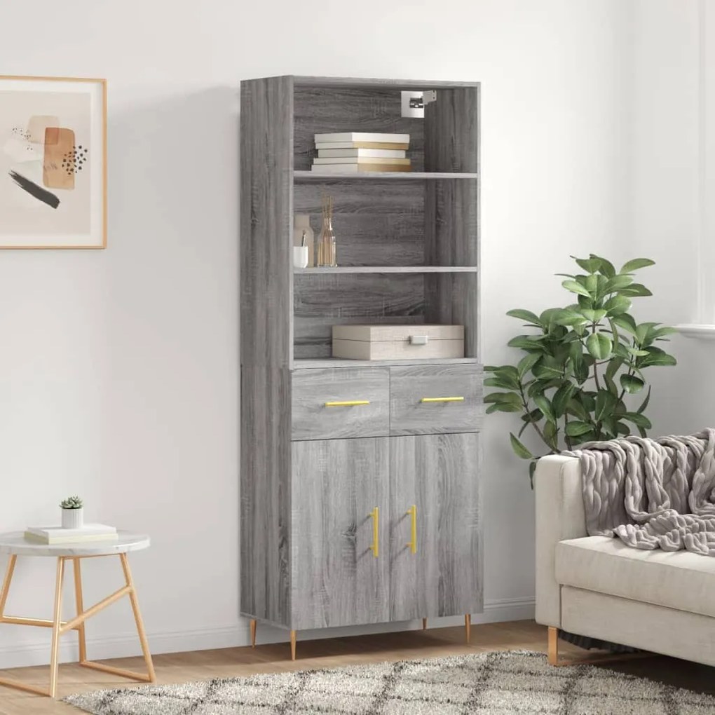 Skříň highboard šedá sonoma 69,5 x 34 x 180 cm kompozitní dřevo 3200511