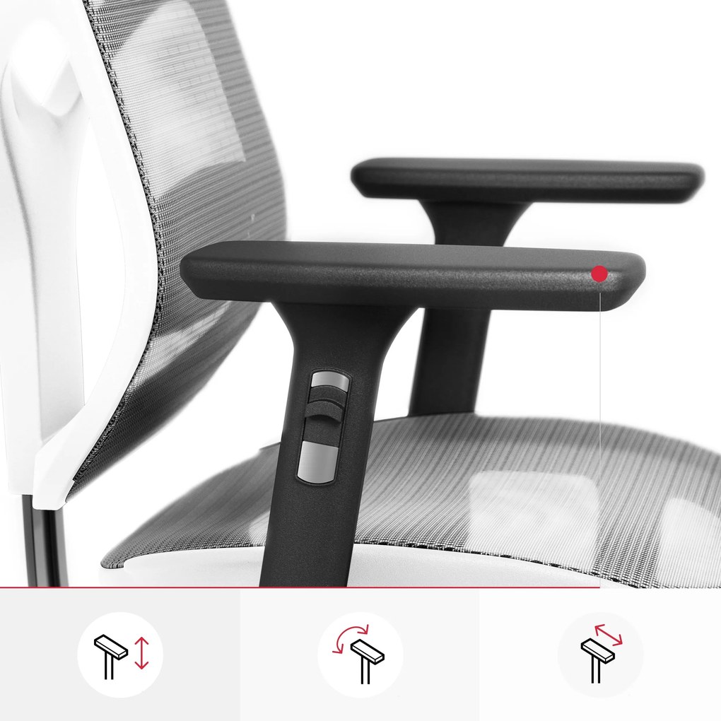 Ergonomická kancelářská židle ze síťoviny, bílý-šedý: Diablo V-Basic