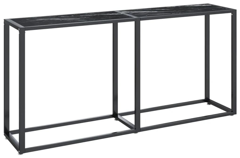 vidaXL Konzolový stolek černý mramor 160 x 35 x 75,5 cm tvrzené sklo