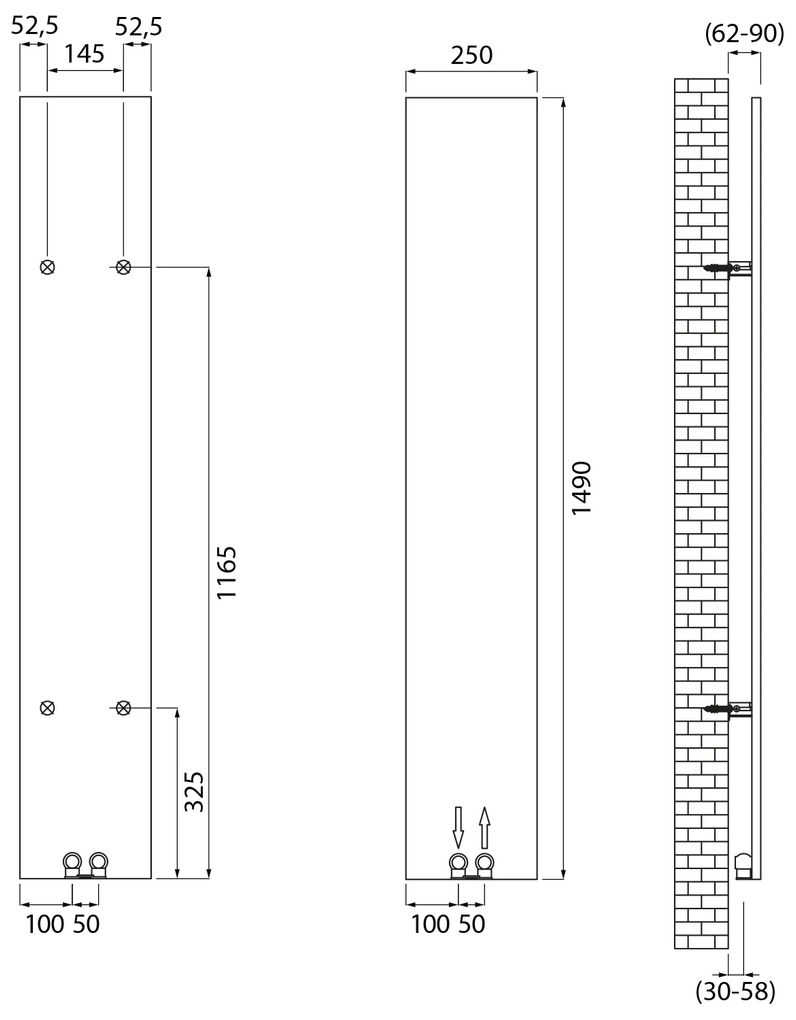 Sapho Sapho, SMARTELLA topné těleso 250x1490mm, černá mat, MI1429