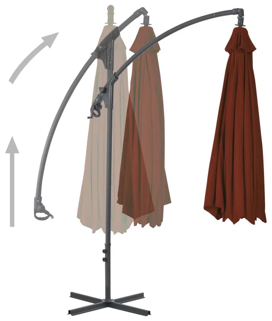 Konzolový slunečník s ocelovou tyčí 300 cm terakotový,  312507