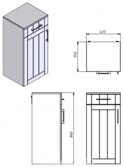 Lavedo Ossy 84 závěsná nízká koupelnová skříňka, bílá