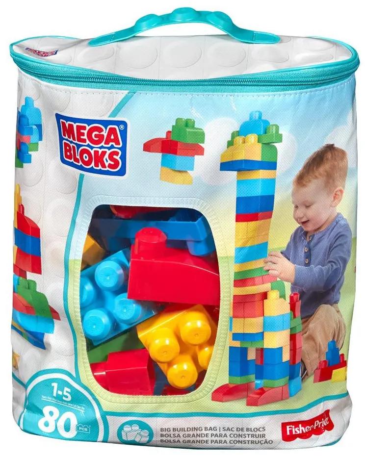 Mattel Mega Bloks velký pytel kostek - modrý (80 ks)