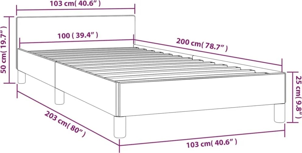 vidaXL Rám postele s čelem tmavě 100x200 cm samet [347559] Barva: Tmavě šedá