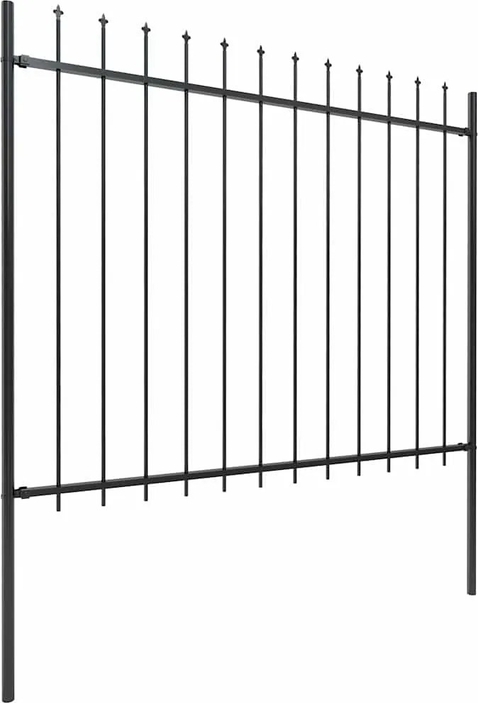 Zahradní plot s kopím nahoře ocelový 1005 x 150 cm černý 277634