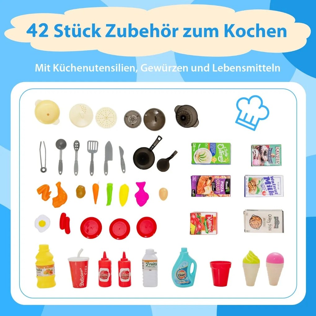 Costway 42 TLG. Dětská kuchyňka včetně příslušenství hrací kuchyňka se světly