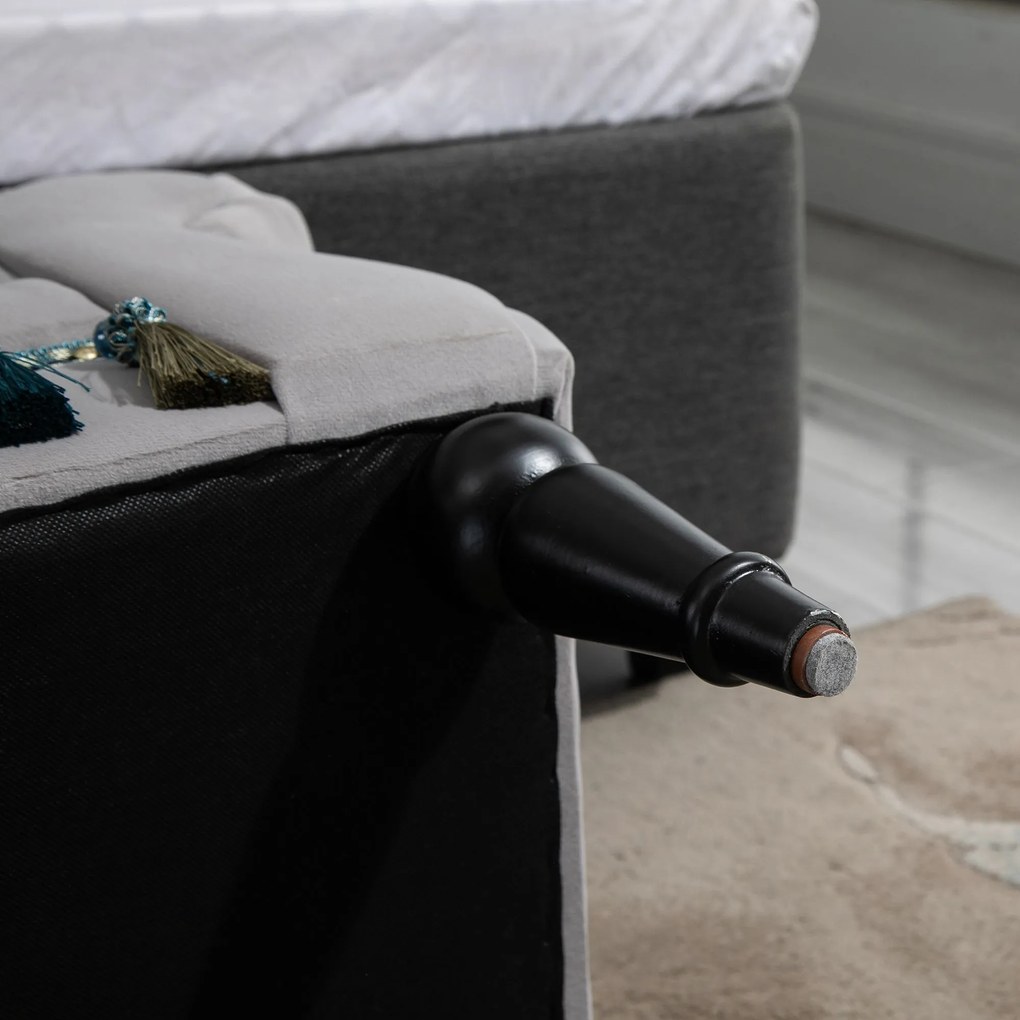 HOMCOM lavice elegantní čalouněná lavice postel taburet dřevěná lavice z polyesterové pěny šedá 117x40x58cm do obývacího pokoje a ložnice | Aosom.de