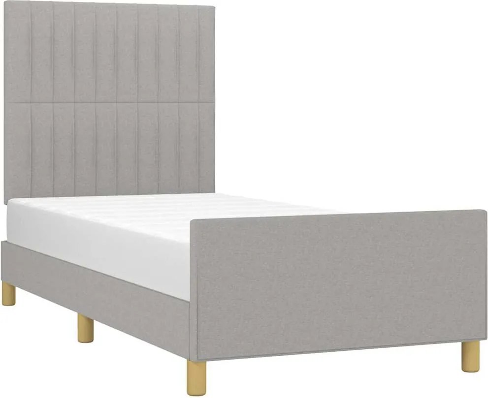 Rám postele bez matrace světle šedá 90 x 190 cm textil 3125179
