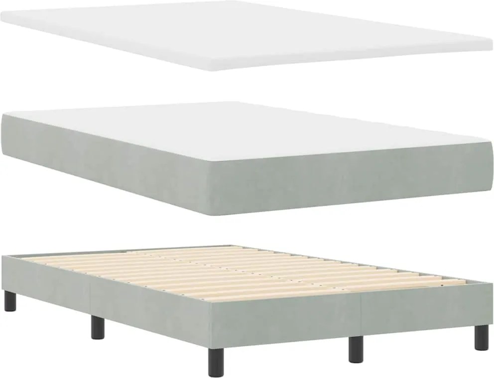 Postel s boxspringem s matrací Světle šedá 120 x 190 cm samet 3339092