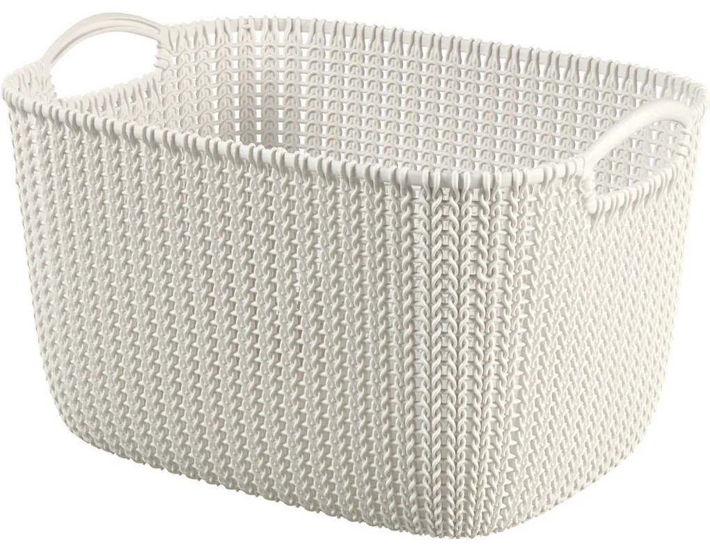 Curver KNIT 226379 Úložný koš 19 L, bílý hranatý