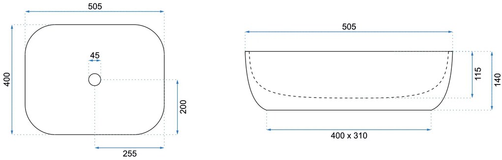 Keramické umyvadlo na desku REA MONA SLIM bílé