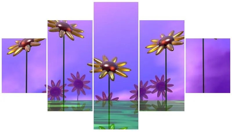 Moderní obraz skleněných květin (125x70 cm), 40 dalších rozměrů