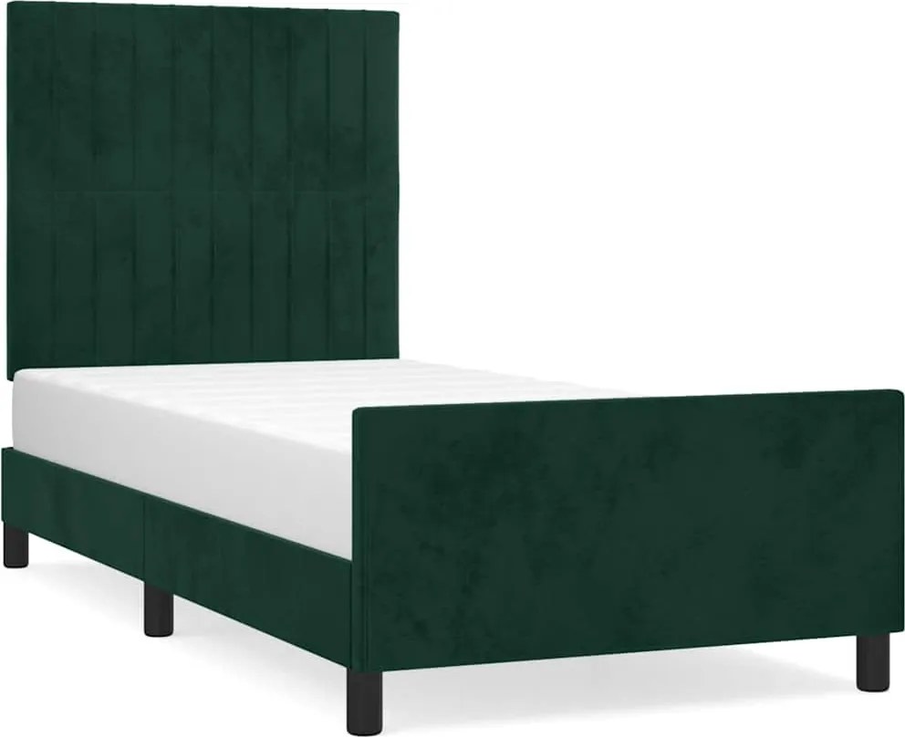 Rám postele bez matrace tmavě zelená 100 x 200 cm samet 3125864